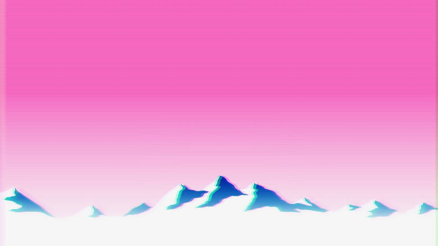 Pink Snowy Mountain Vaporwave Desktop Wallpaper | WallpapersOK