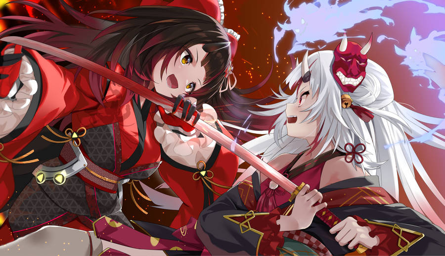 Roboco-san And Nakiri Ayame Hololive Wallpaper | WallpapersOK